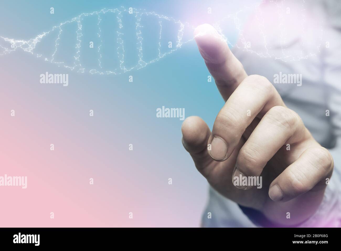 Beautiful abstract touching DNA molecule with finger collage concept ...