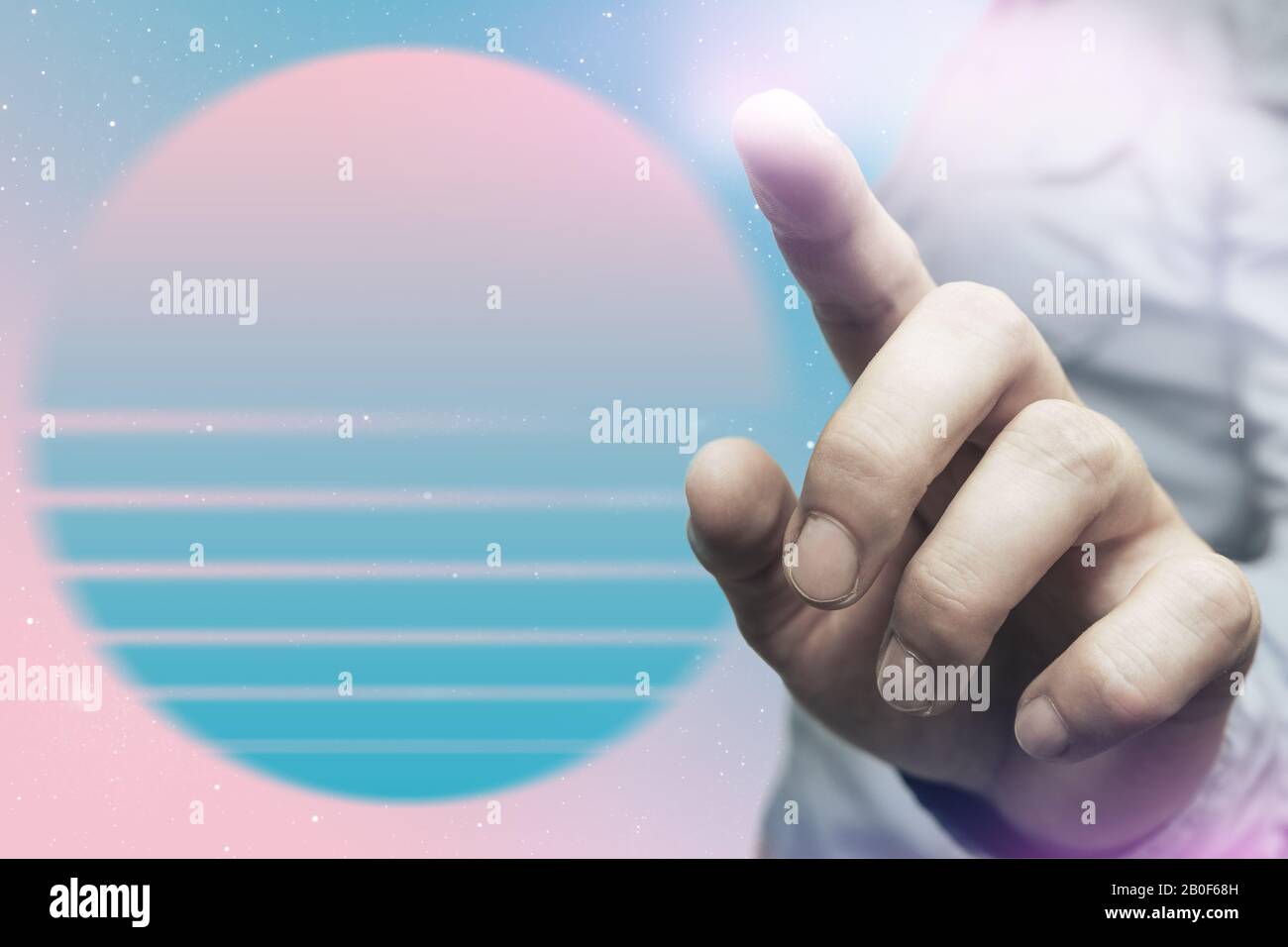 Beautiful abstract human forefinger touches collage concept ...