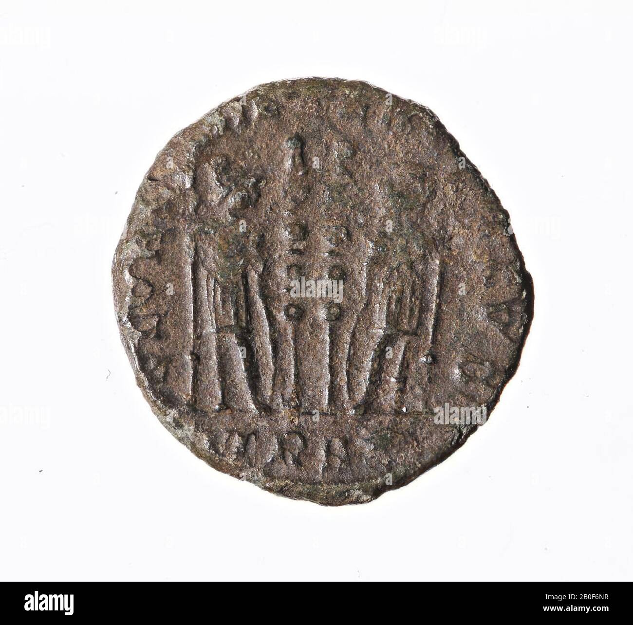 Vz: laureated bust n.r., FL IUL CONSTANTIUS [NOB C], Kz: two soldiers ...