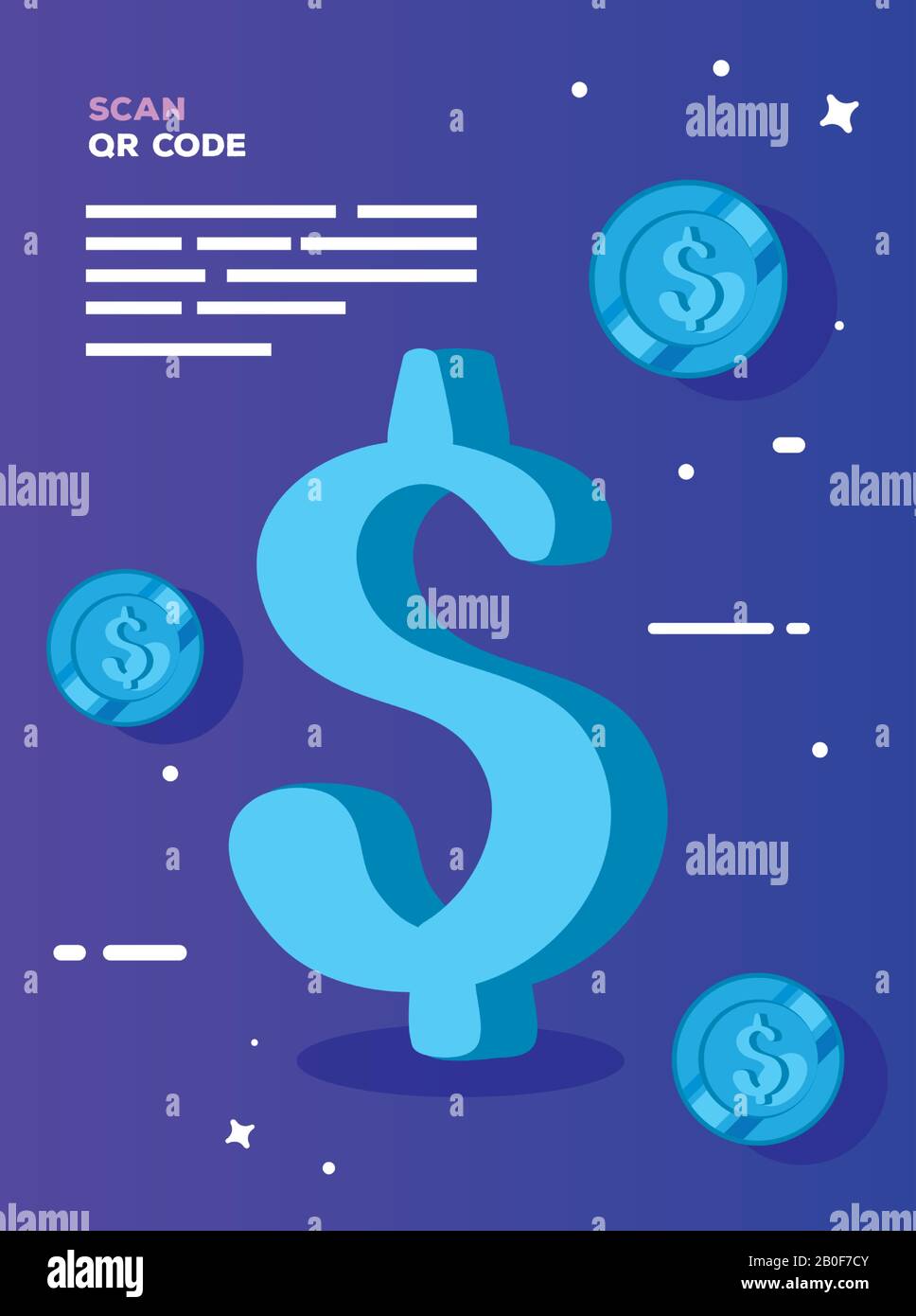scan qr code with symbol dollar and coins Stock Vector Image & Art - Alamy