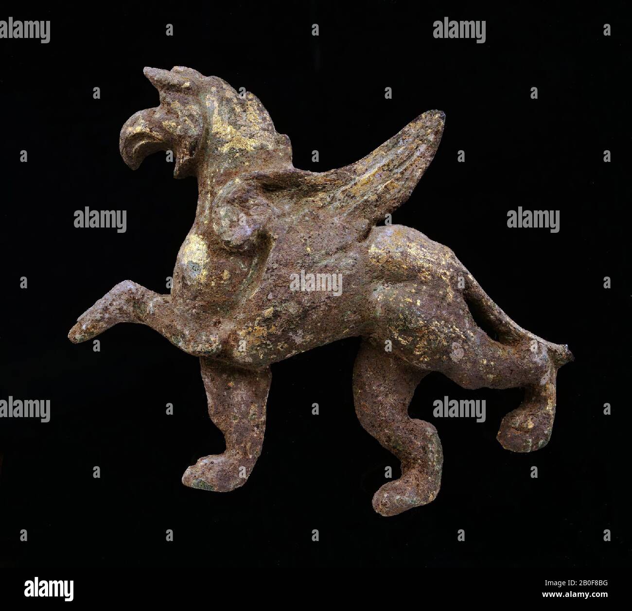 Statuette of bronze decorated with gold, griffin, figure, griffin ...