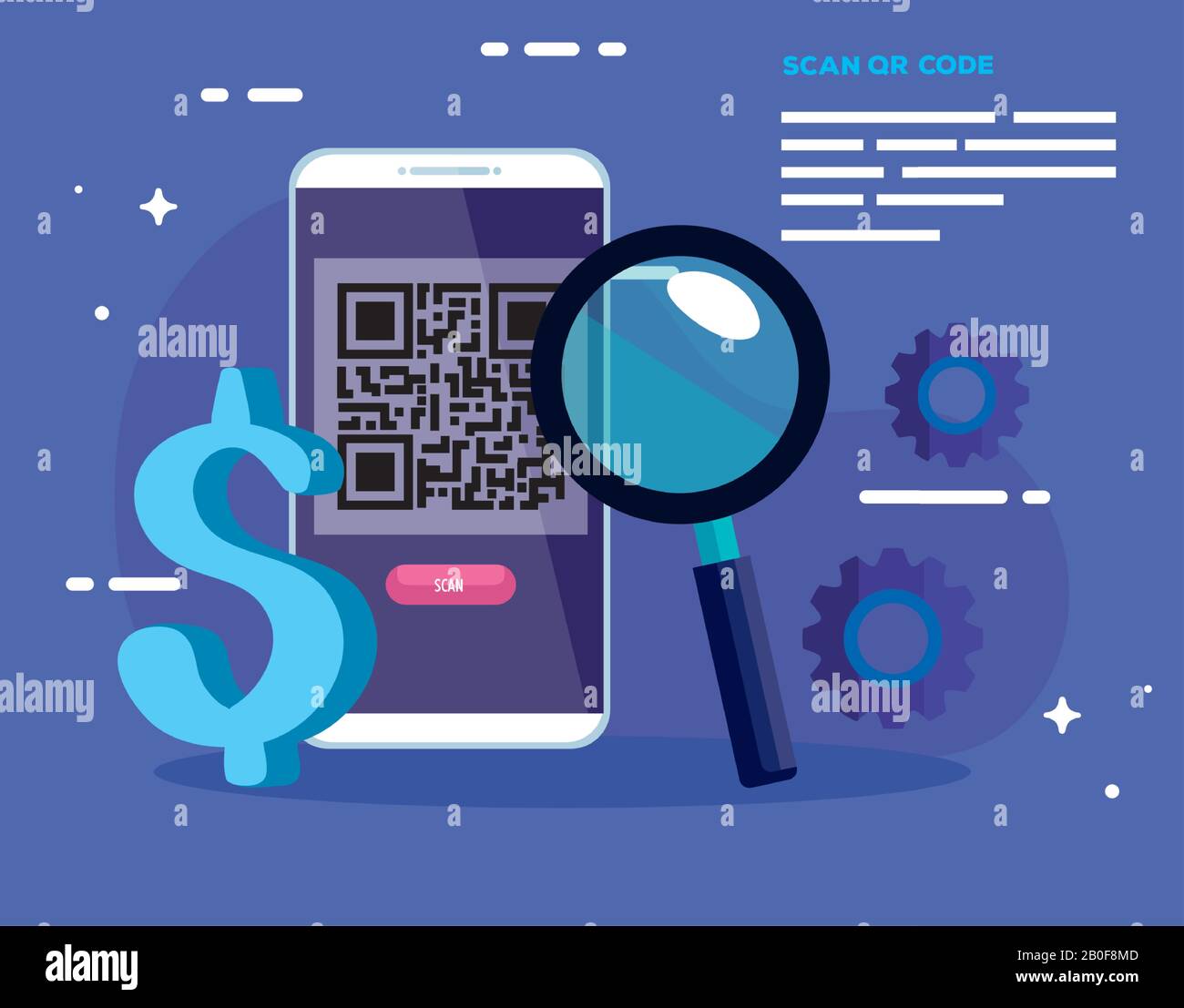 Qr code and phone and glass Stock Vector Images - Alamy