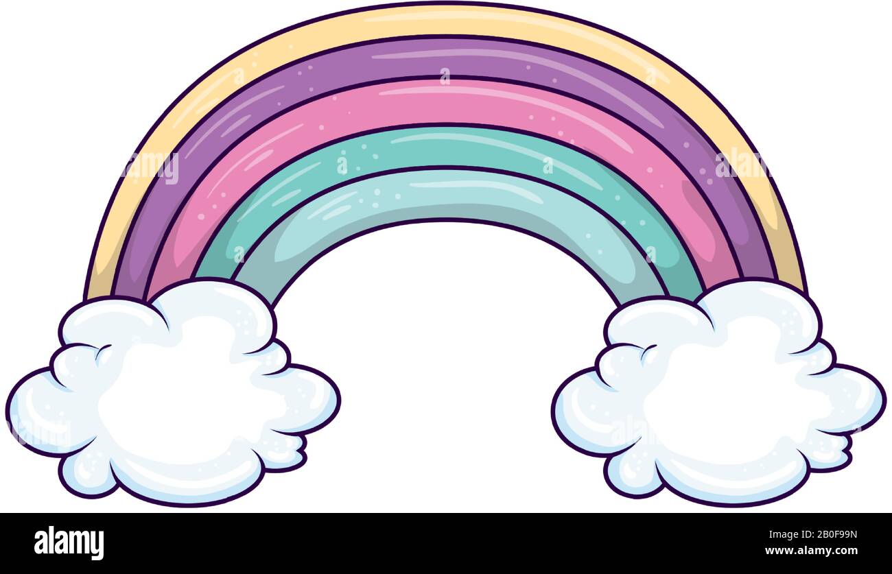 Cute Rainbow With Clouds
