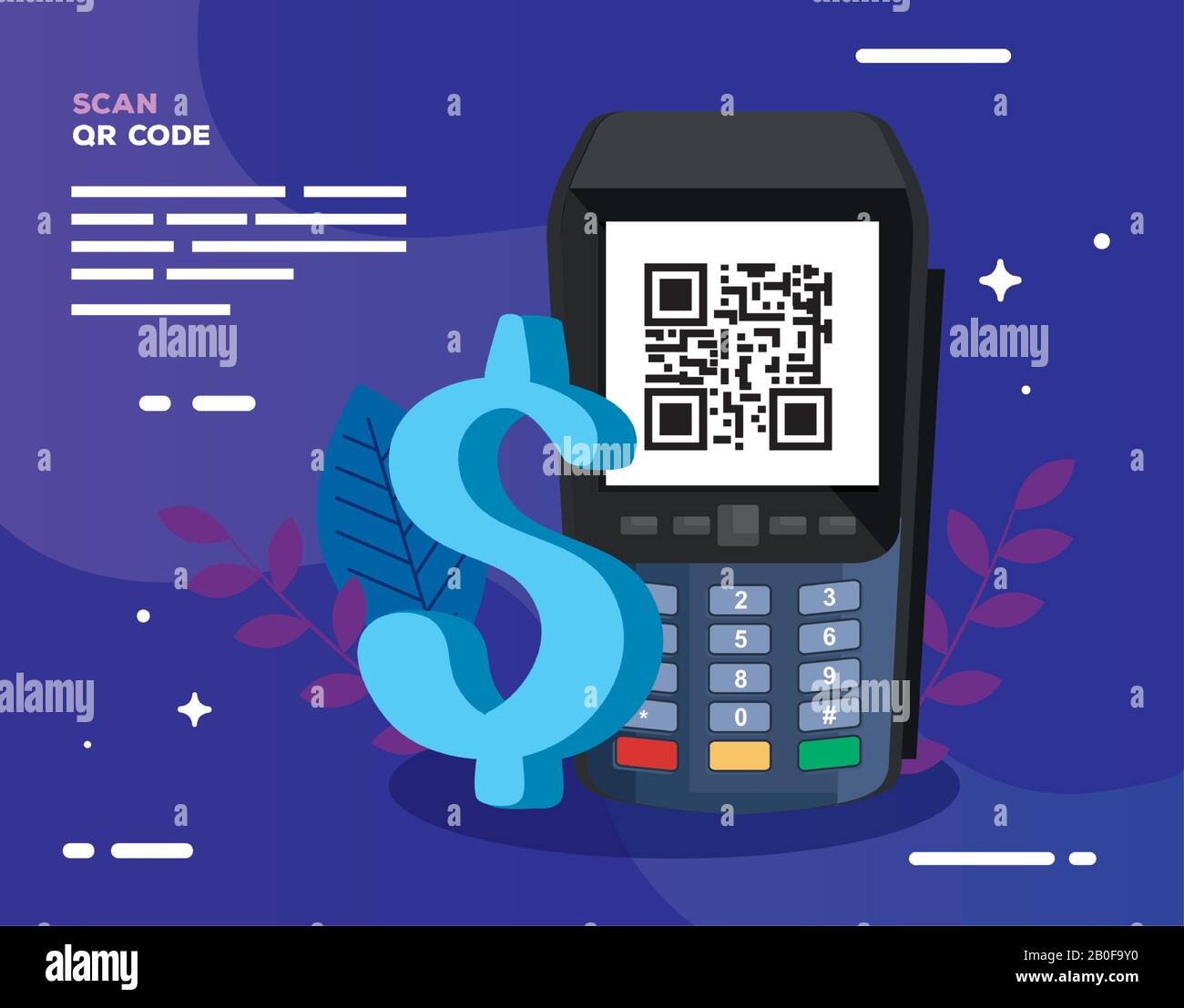 scan qr code with dataphone and symbol dollar Stock Vector Image & Art ...