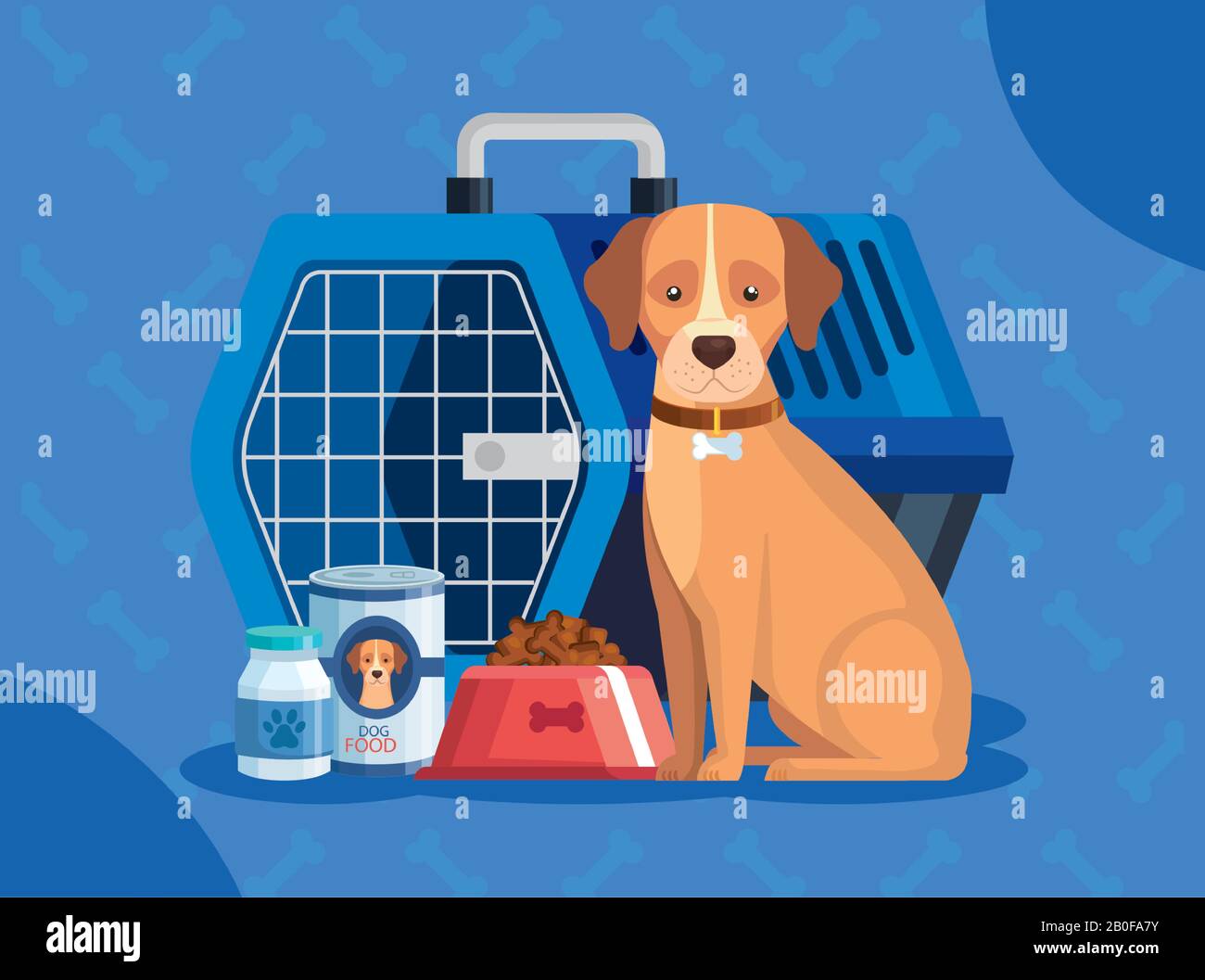 dog with carry box transport and icons Stock Vector Image & Art - Alamy
