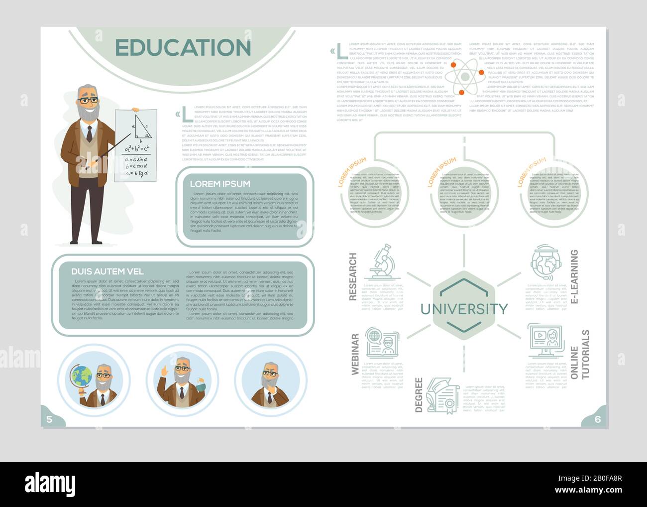 Teaching and e-learning - colorful vector brochure template with text ...