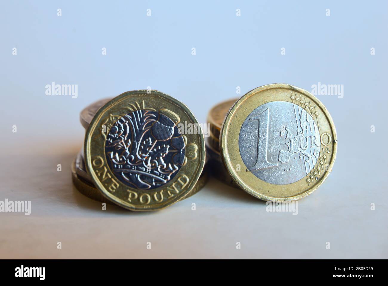 Euro and Pound coins and banknotes Stock Photo - Alamy