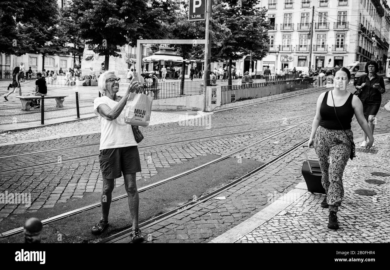 Portuguese street scene in Black and White Stock Photos & Images - Alamy