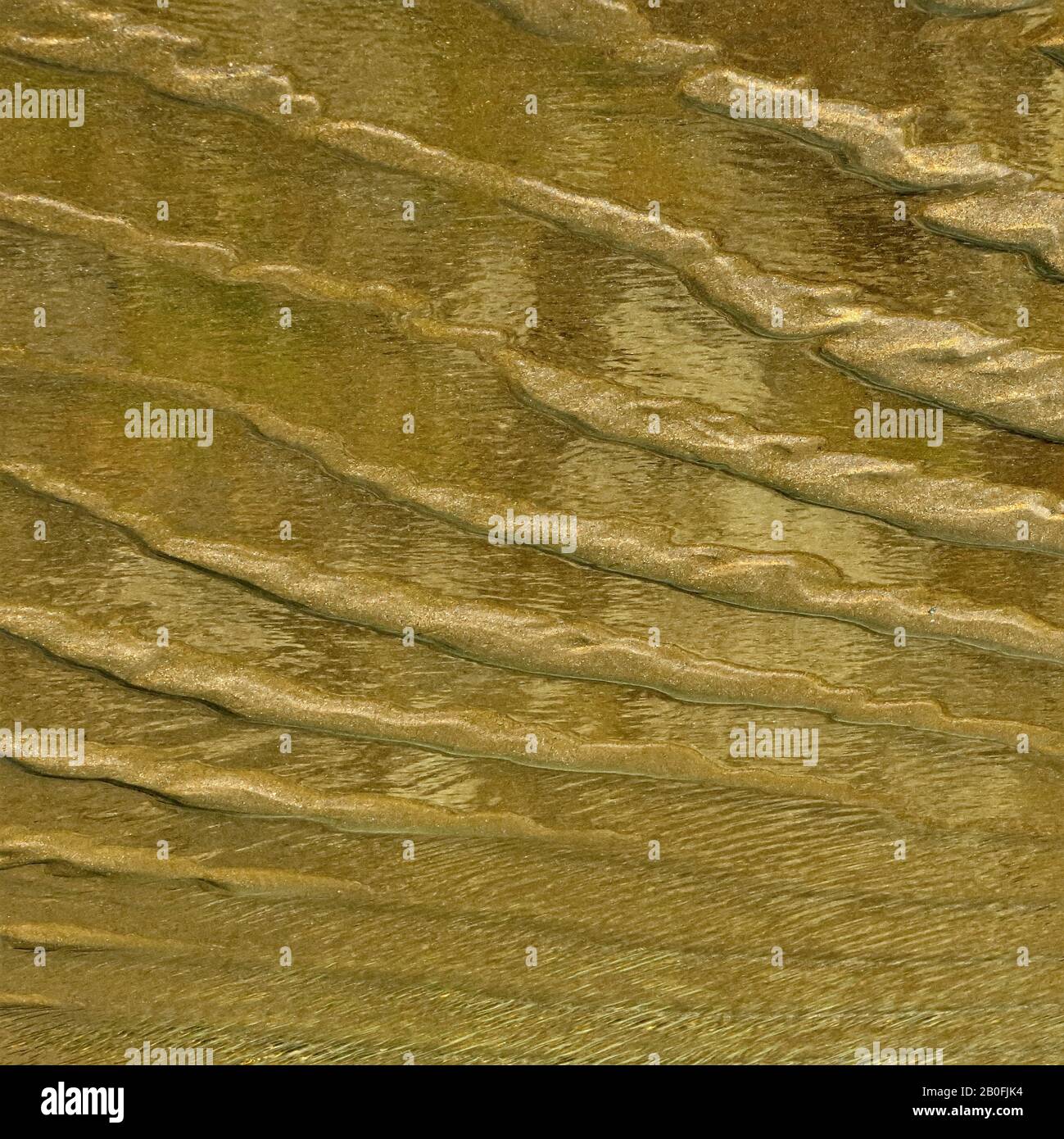 Abstract detailed tidal patterns in the sand at low tide on Penbryn ...