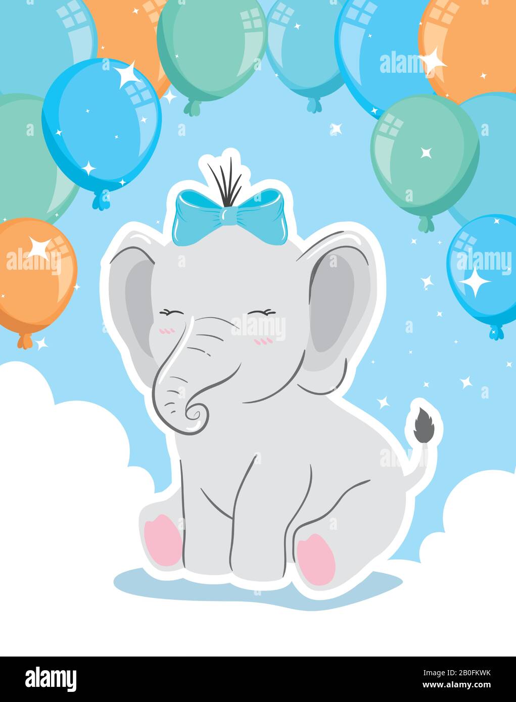 cute elephant with balloons helium decoration Stock Vector Image & Art ...