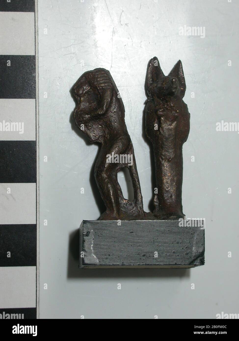 double statue, Anubis, ape, standing, bronze, god, bronze, length: 4,4 ...