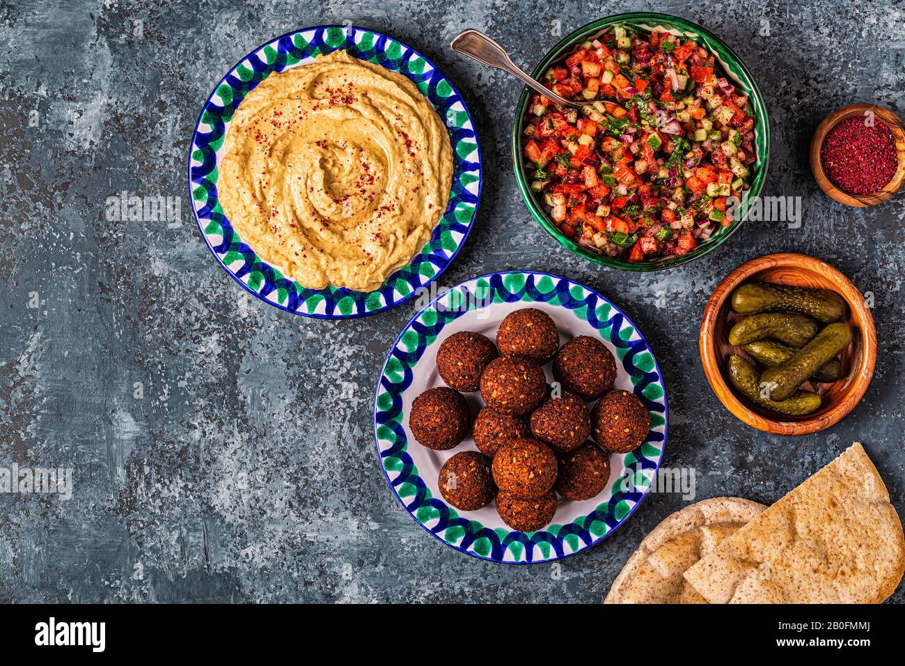 Falafel and hummus - traditional dish of Israeli and Middle Eastern ...