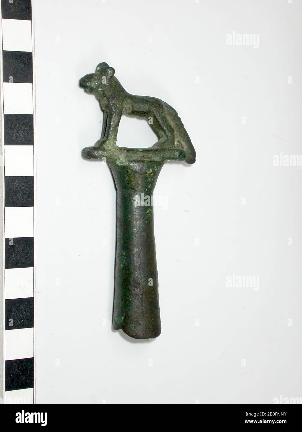 staff ornament, jackal, dog, standing, bronze, animal, bronze, 8 cm ...