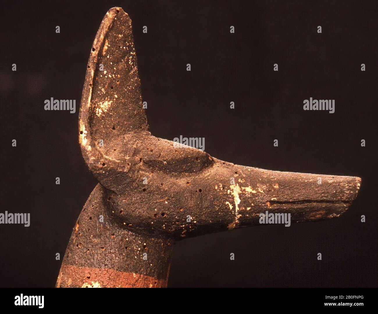 jackal, mummy chest, fragment, wood, length: 50.5 cm, Late Period ...