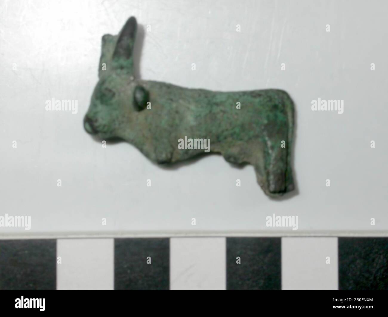 apis bull, standing, solar disk, uraeus, fragment, bronze, animal ...