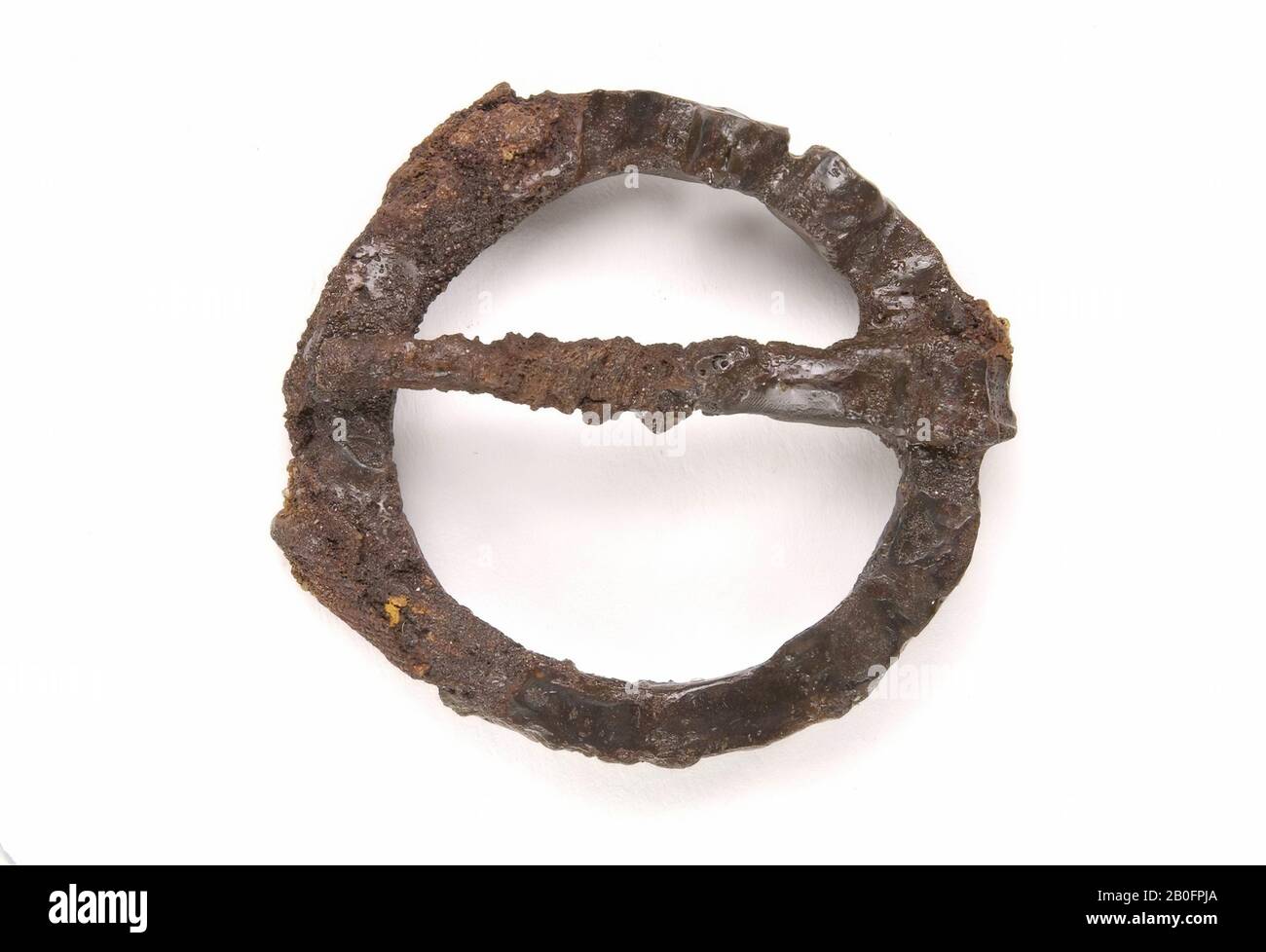 Ring fibula, consisting of an open ring flat iron with a curled end and ...