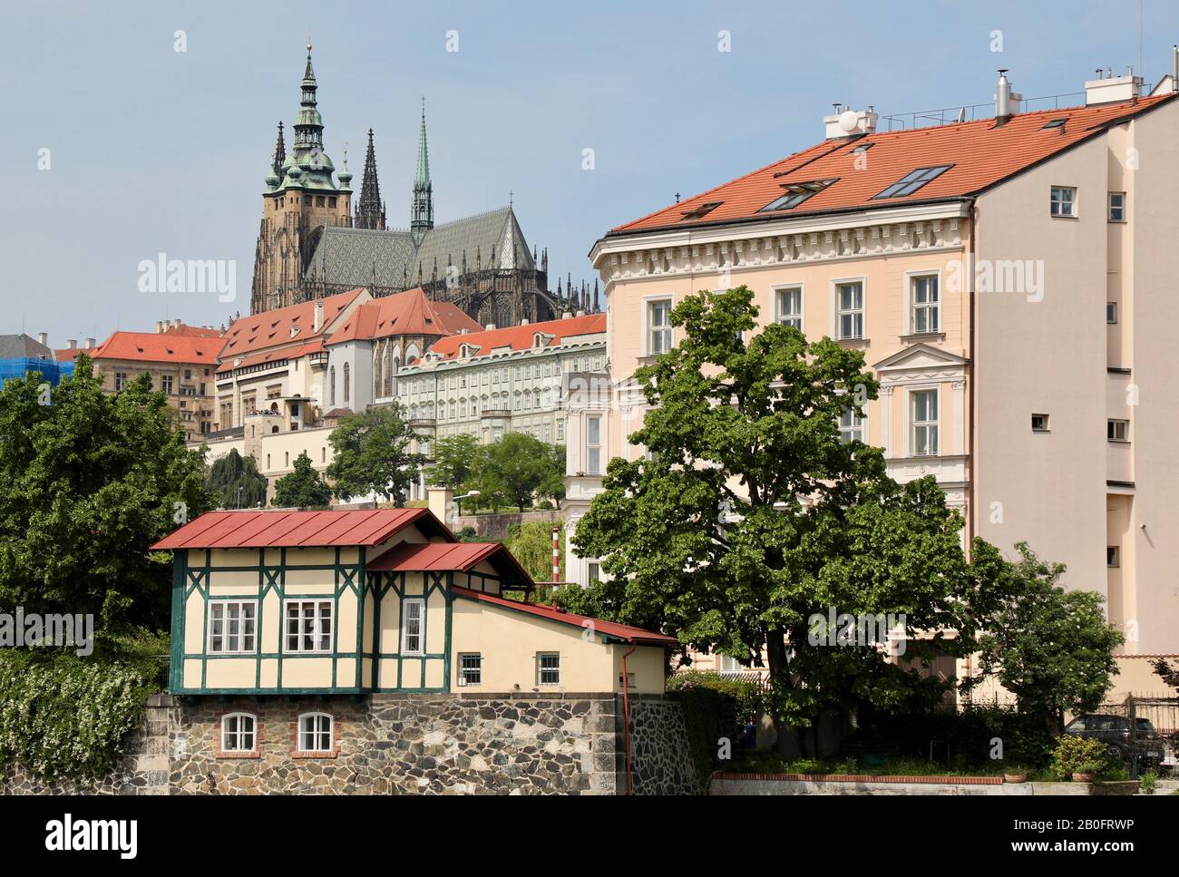 Prague Cityscape View with Castle Stock Photo - Alamy
