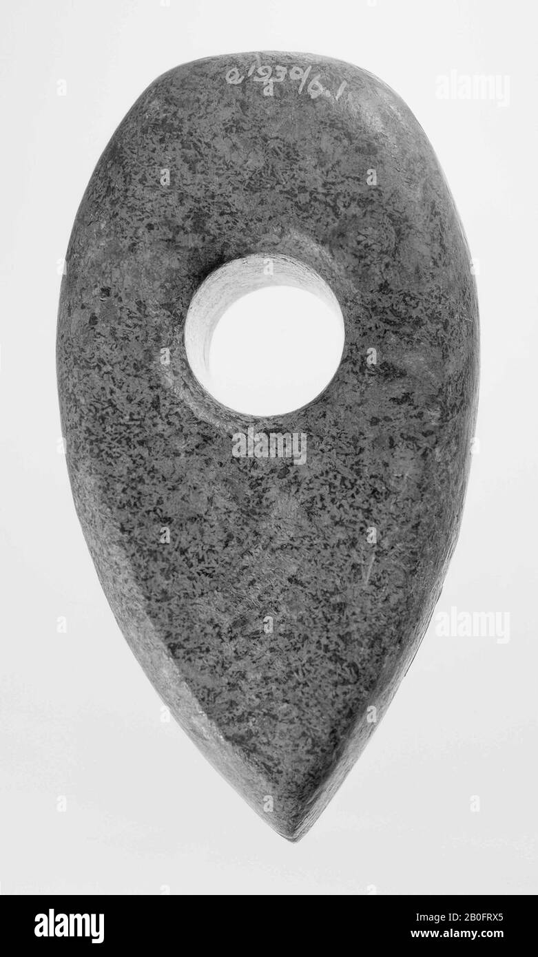 stone hammer of green, black mottled rock, hammer, stone, 12.5 x 5 cm ...