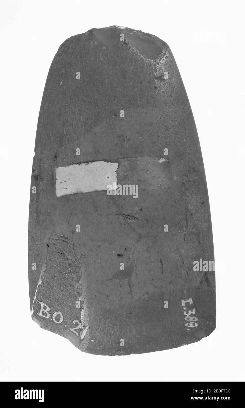 polished ax of flint, ax, stone, flint, length: 9.4 cm, prehistoric ...