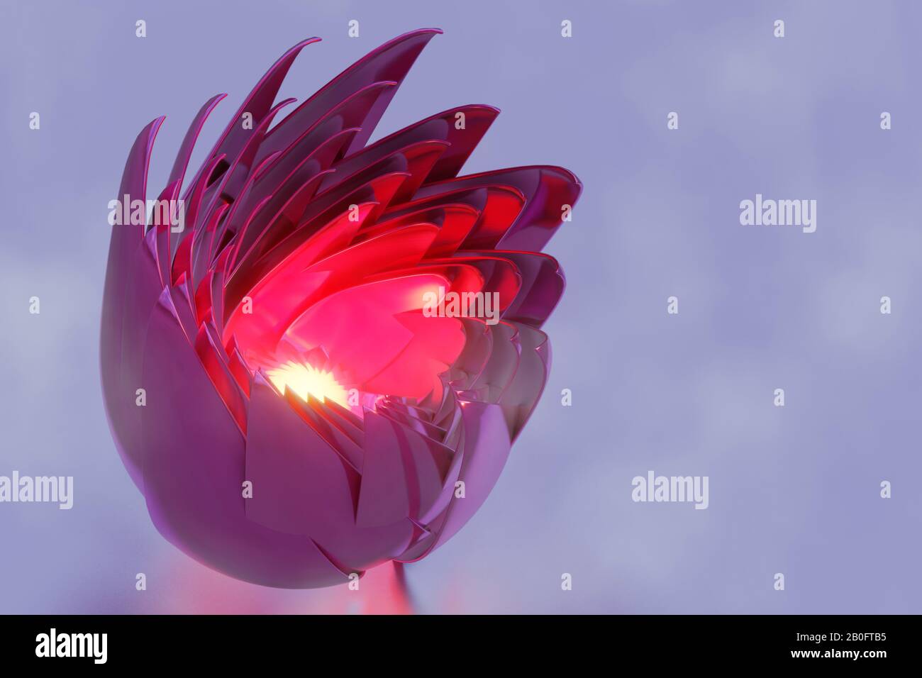 Pink flower made of metal abstraction background space plant with a ...