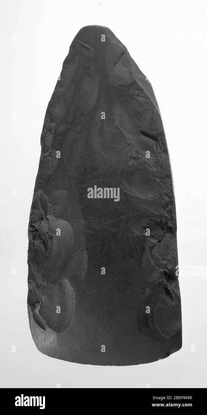 small chisel with pointed tip of black flint, ax, stone, length: 8,6 cm ...