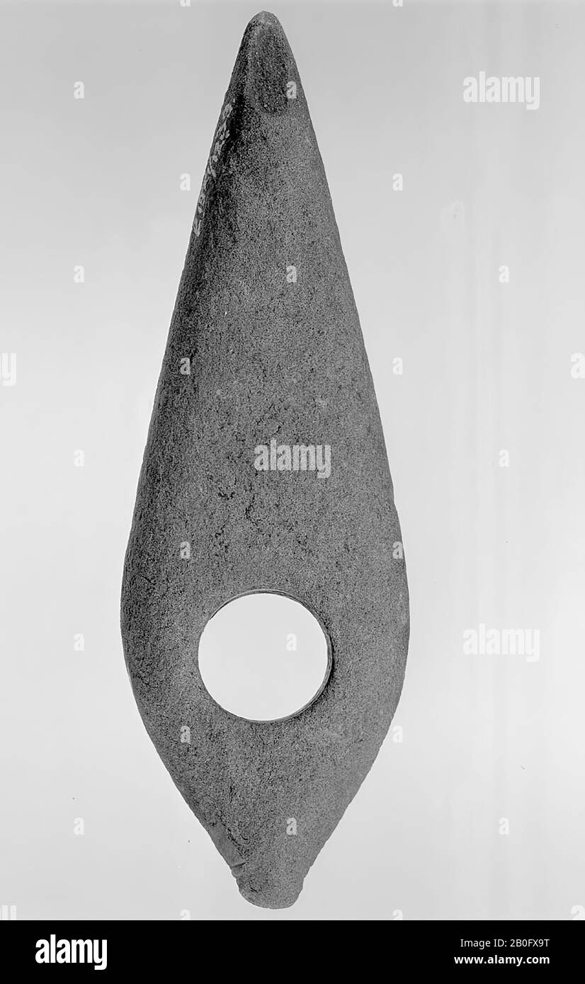 stone ax with stem hole, hammer, stone, length: 15 cm, prehistory -2900 ...