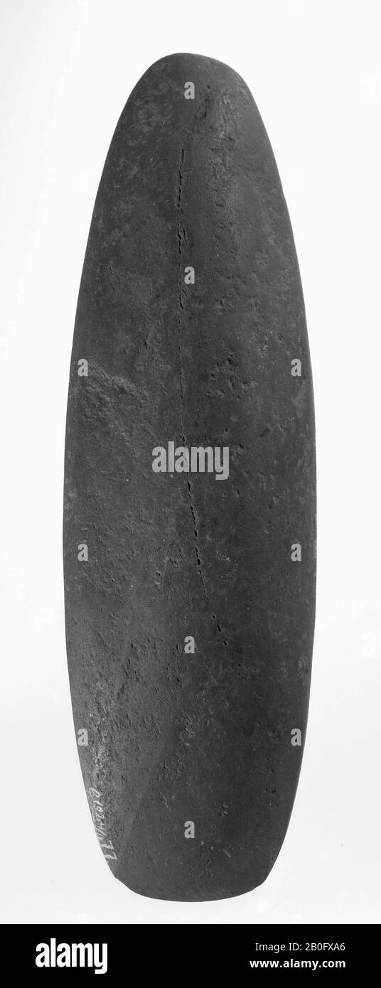 large stone ax with spiers back, in cross-section oval, ax, stone ...