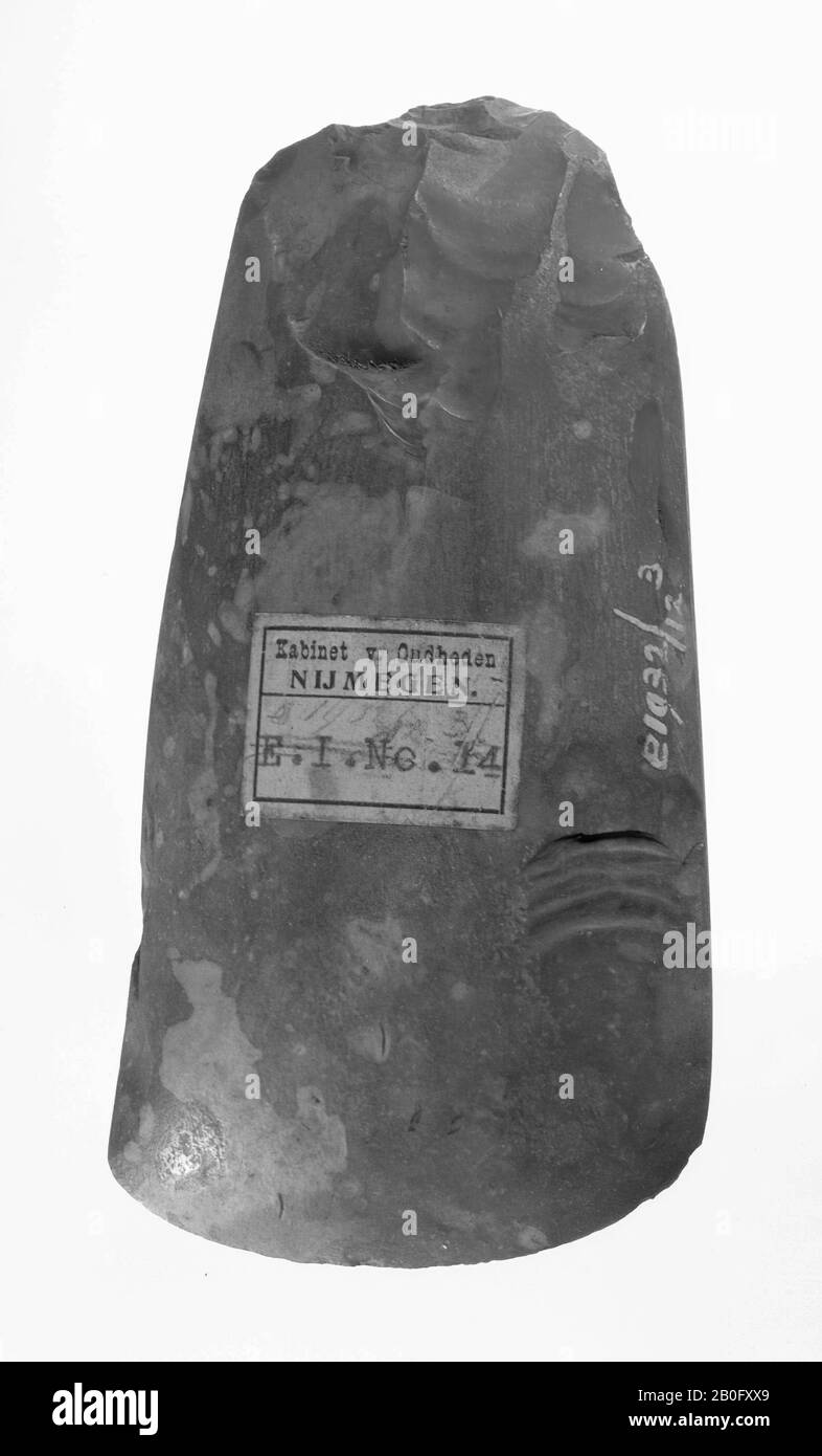 ax with wide top and oval cross section of brown flint, somewhat ...