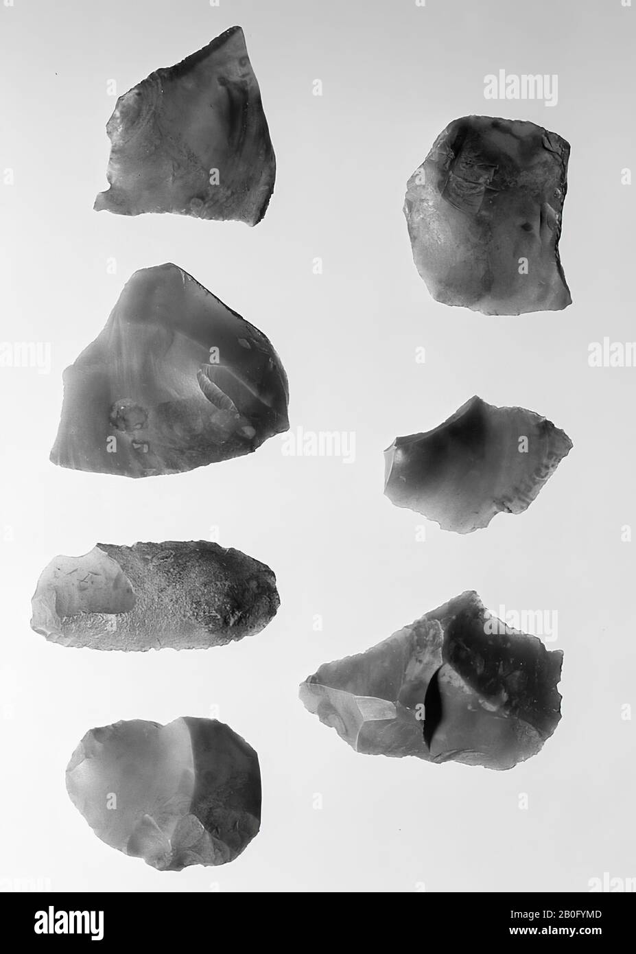 scraper of flint, retouched on both short sides, scraper, stone, flint ...