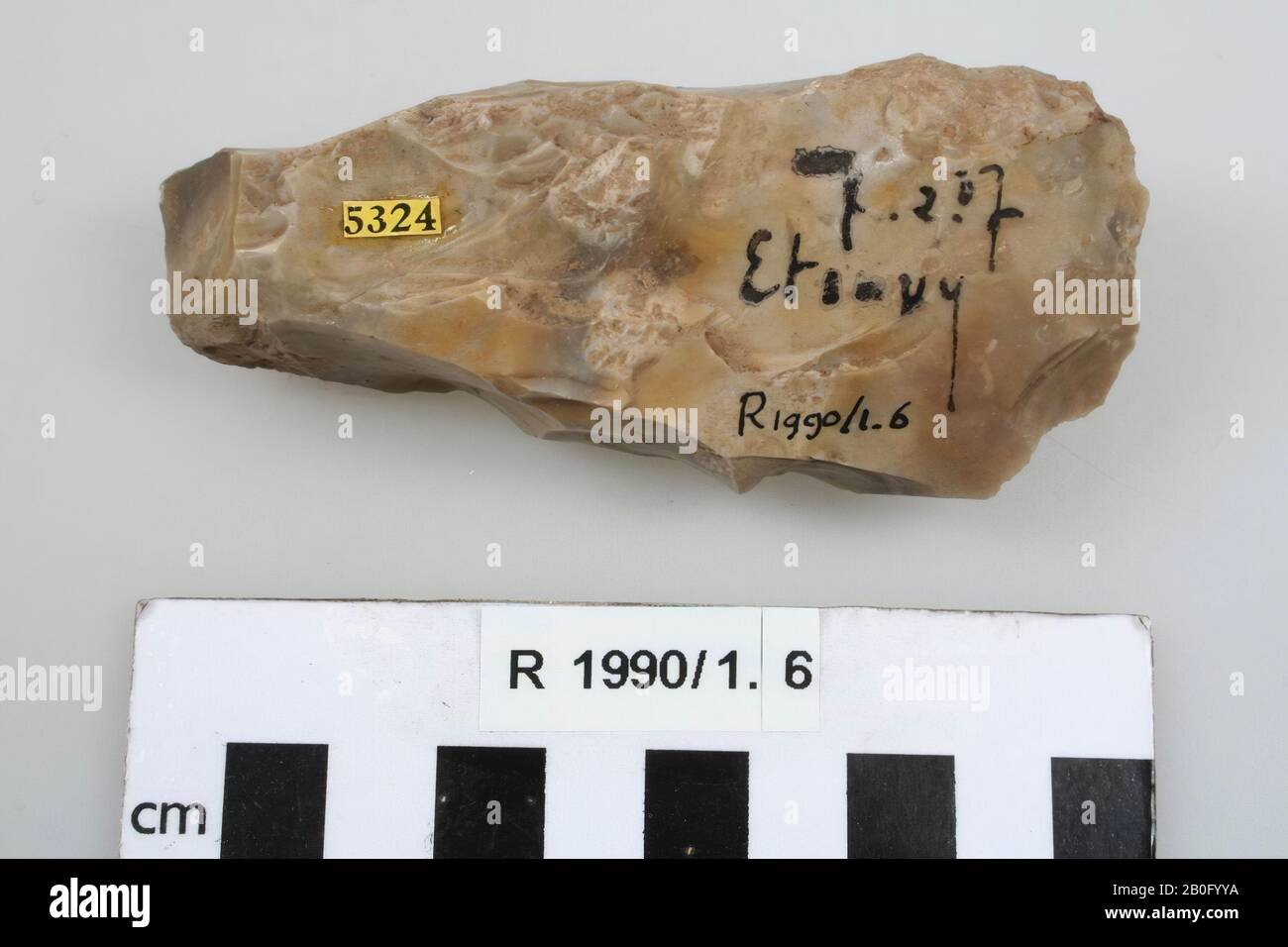 Flint tool, tool, stone, flint, 9.1 x 4 x 2.7 cm, prehistory Stock ...