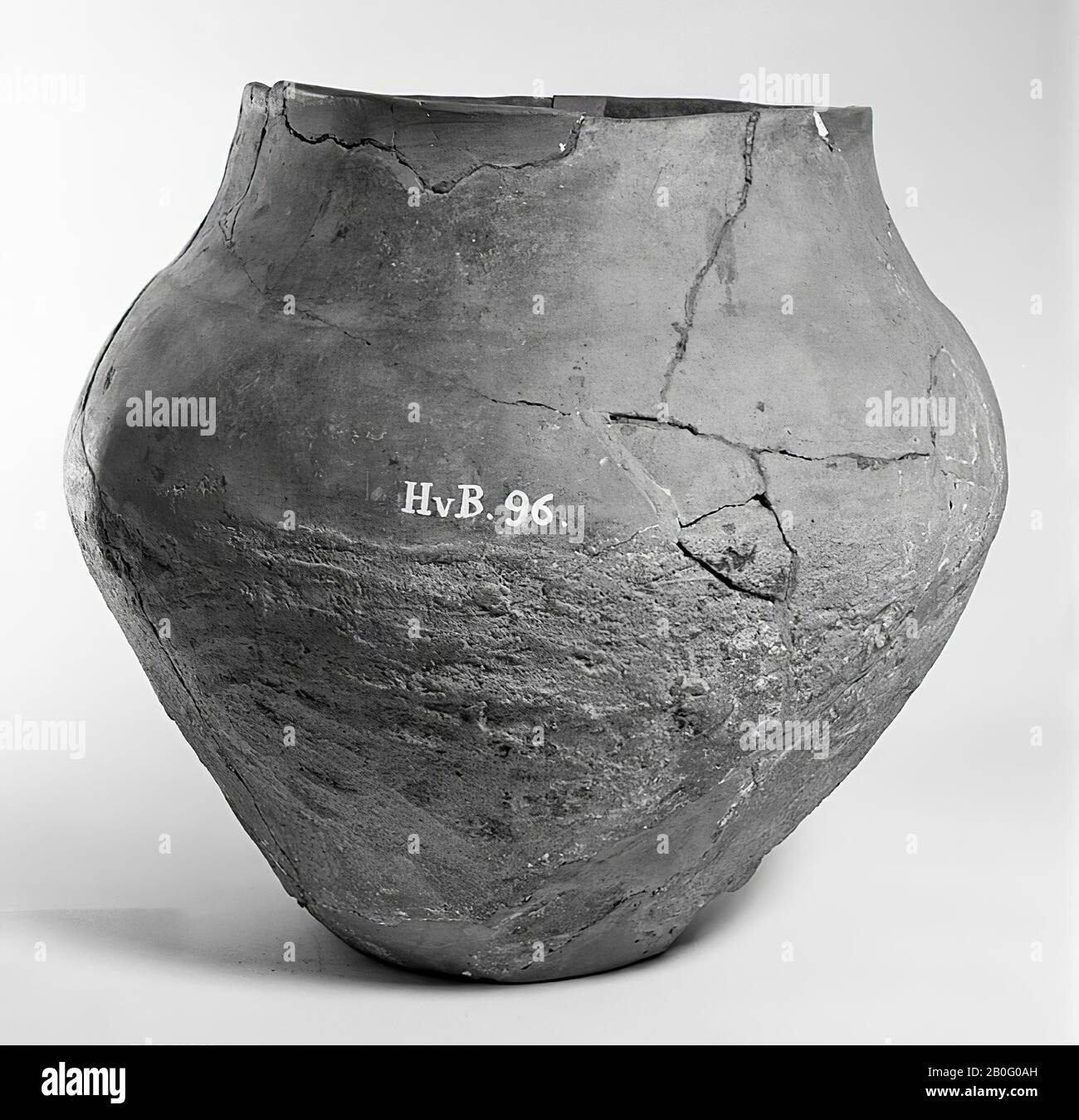 Large gray urn of earthenware, originally with ash and bones, unbaked ...