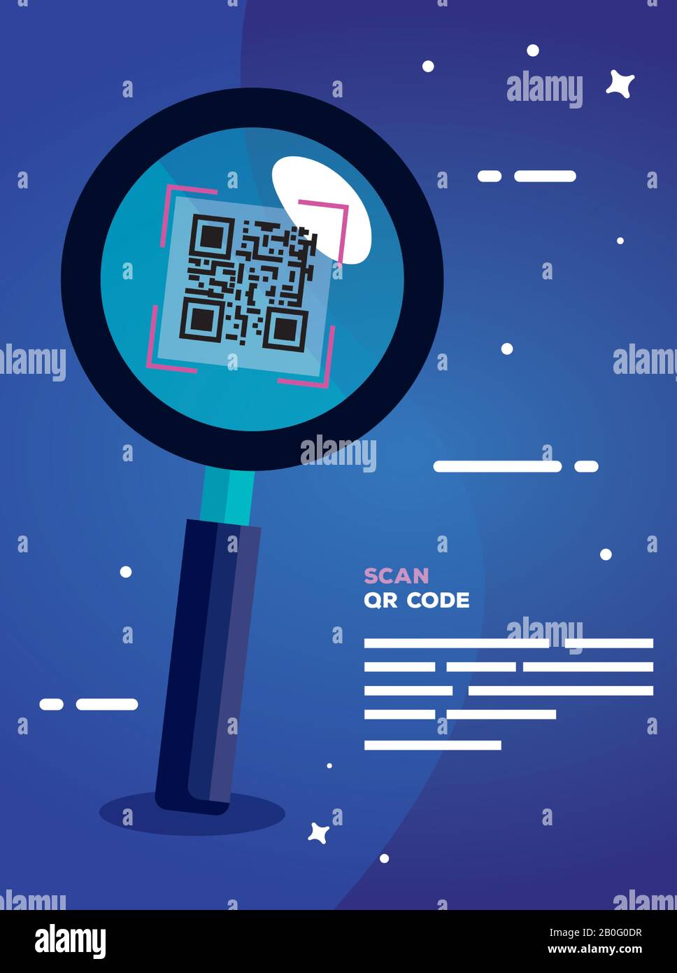 scan qr code with magnifying glass Stock Vector Image & Art - Alamy