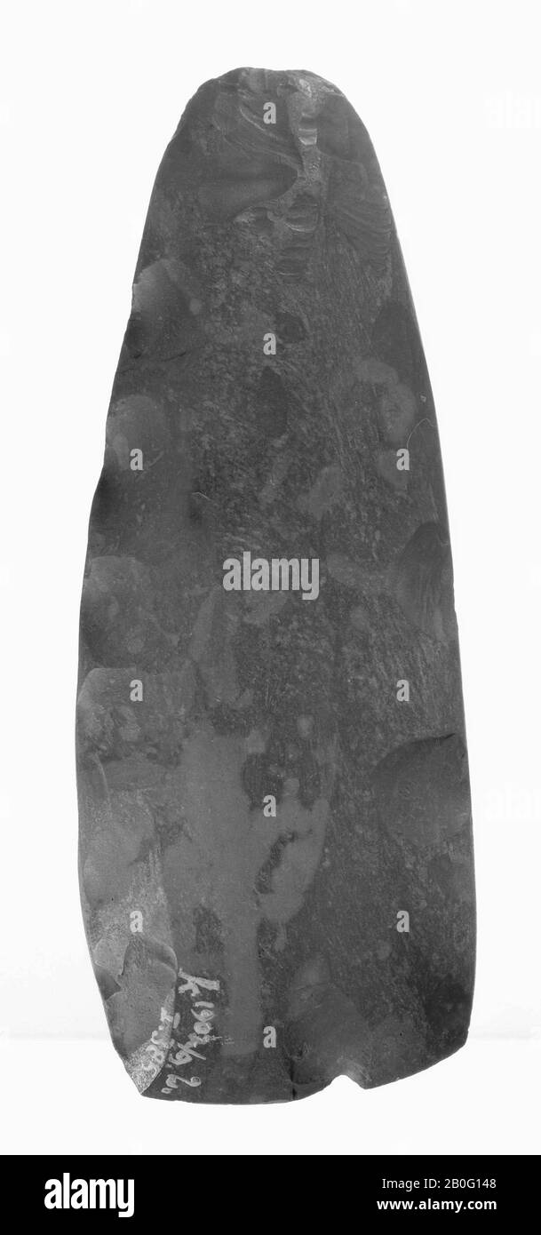 flints brown chisel, sharp at the cut, polished. The surface is damaged ...