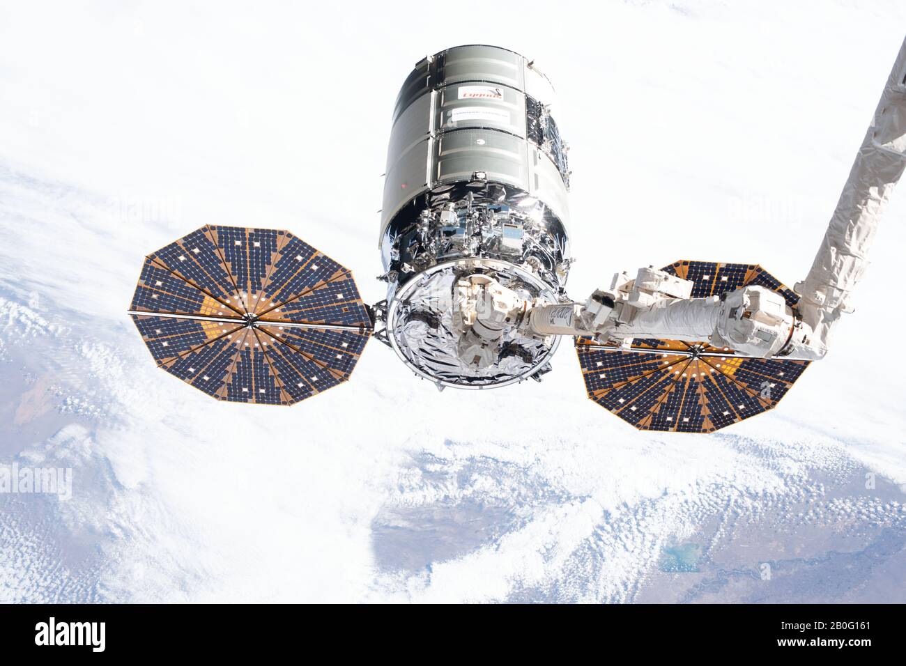 The Northrop Grumman Cygnus spacecraft with the distinct cymbal shaped ...