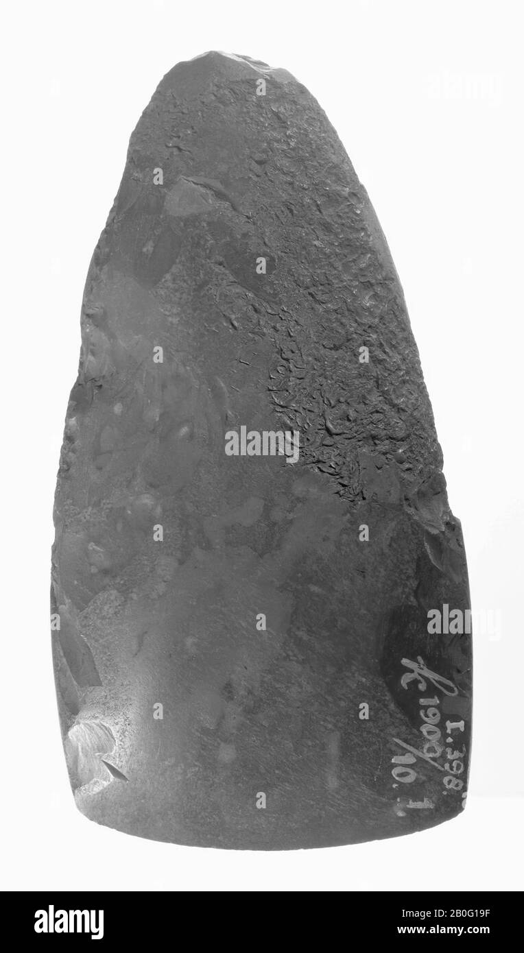 chisel of brown flint, sharp at the cut, ax, stone, flint, length: 12 ...