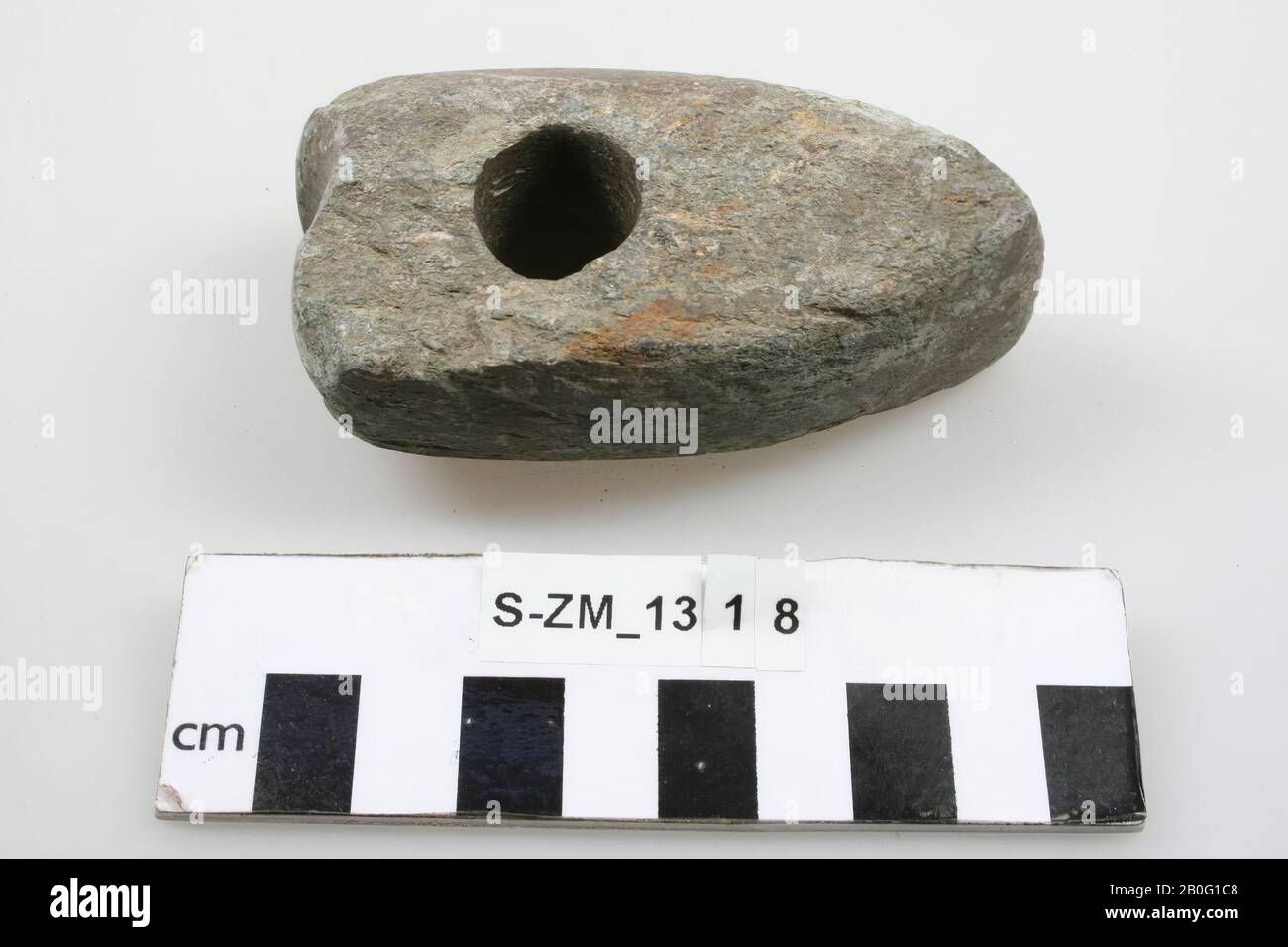 Stone ax with stem hole, ax, stone, 8,7 x 4,8 x 3,2 cm, prehistoric ...