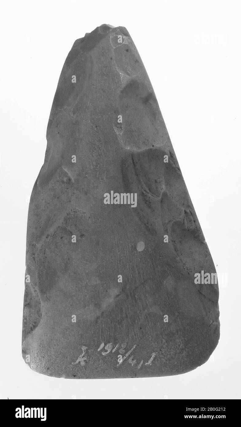 polished flint chisel, ax, stone, flint, length: 7.3 cm, prehistoric ...