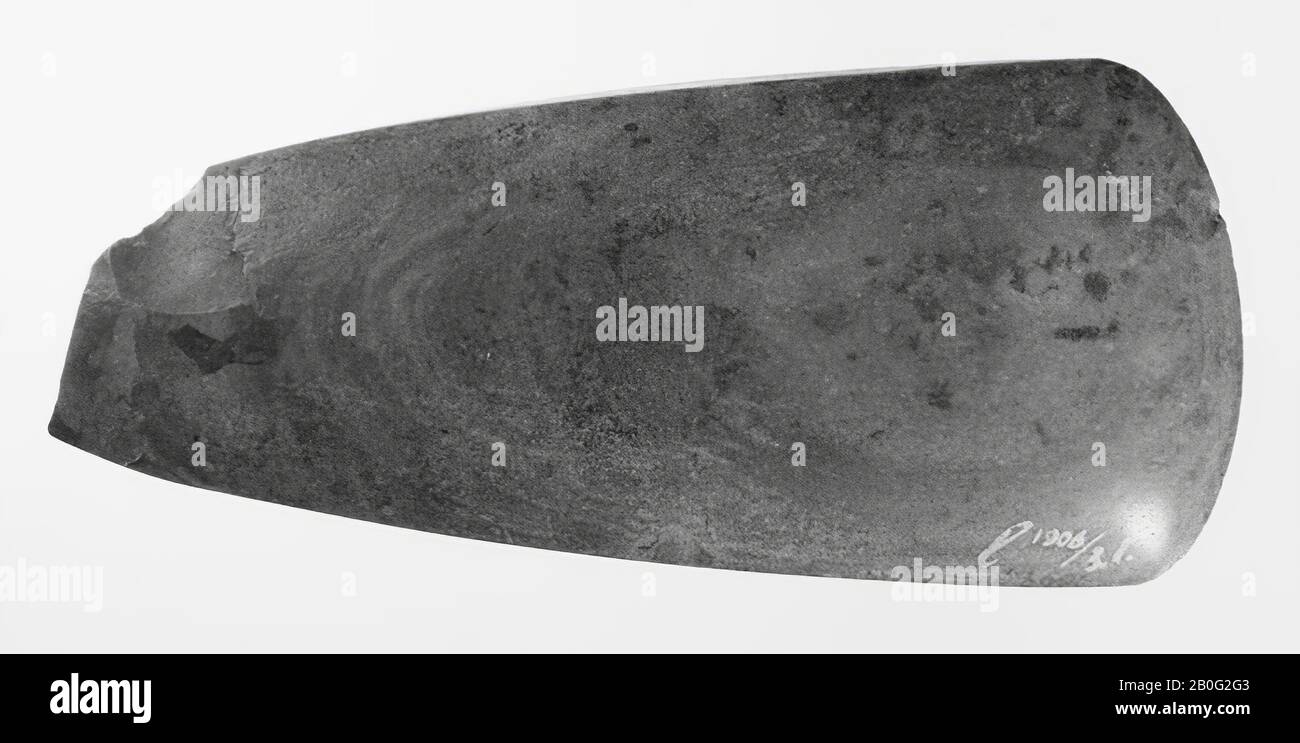 polished chisel of flint, ax, stone, flint, length: 12.2 cm ...