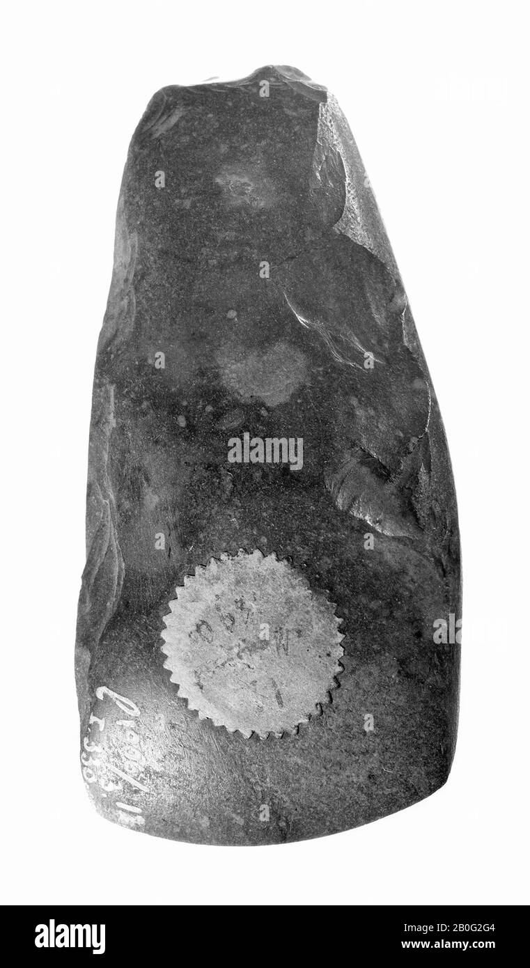 polished ax of flint, ax, stone, flint, length: 9.5 cm, prehistoric ...