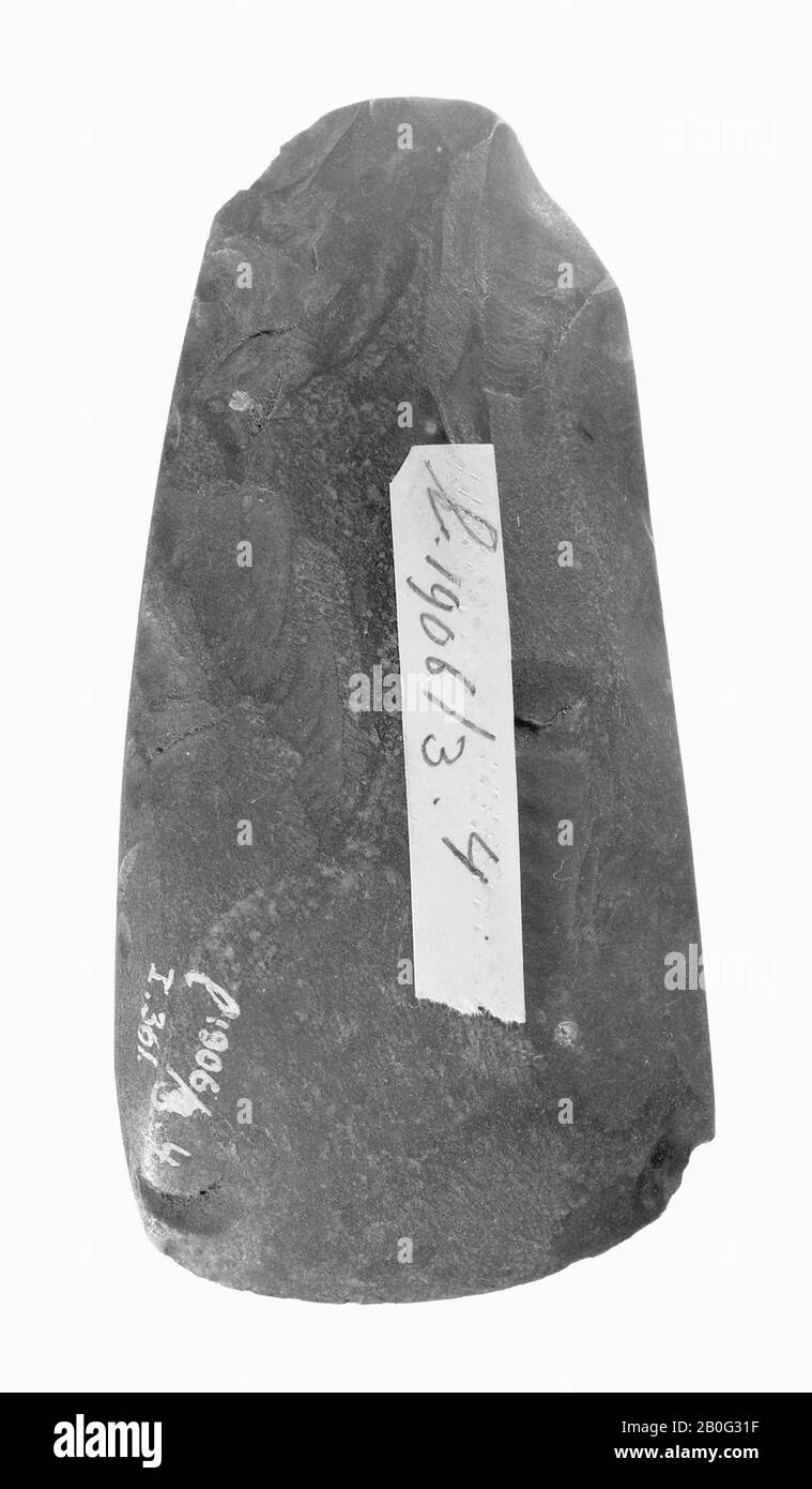 polished ax of flint, ax, stone, flint, length: 10.2 cm, prehistoric ...