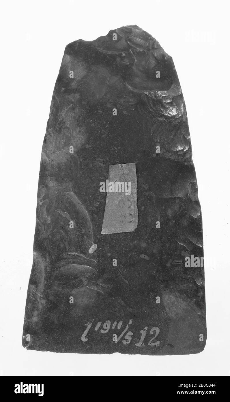 polished flint stone chisel, ax, stone, flint, length: 6.3 cm ...