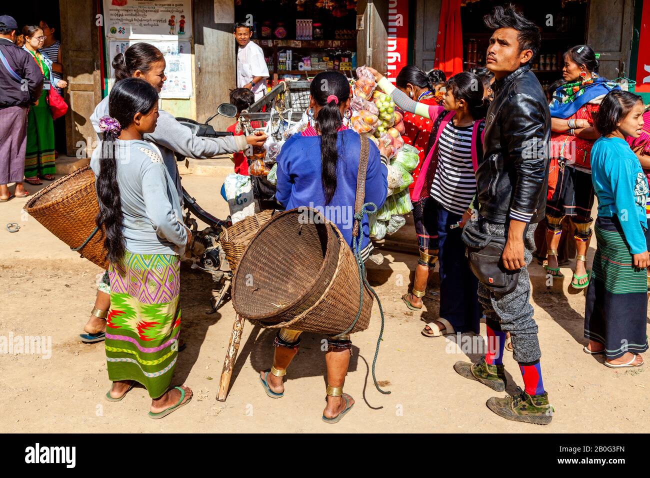 A Man Sells Fruit and Vegetables To Kayaw People From A Mobile Shop ...