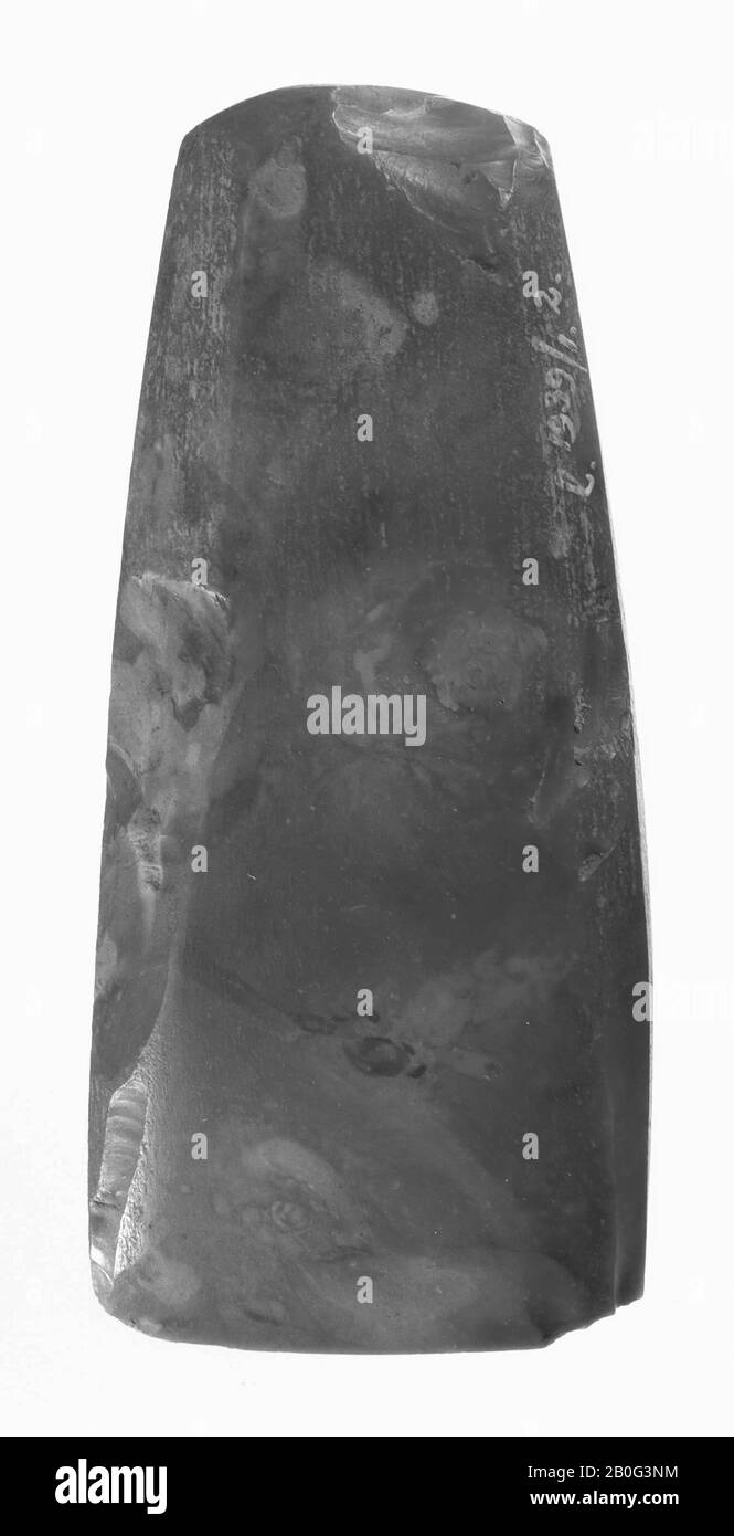 stone ax of almost oval cross section, ax, stone, flint, 10 x 4 cm ...