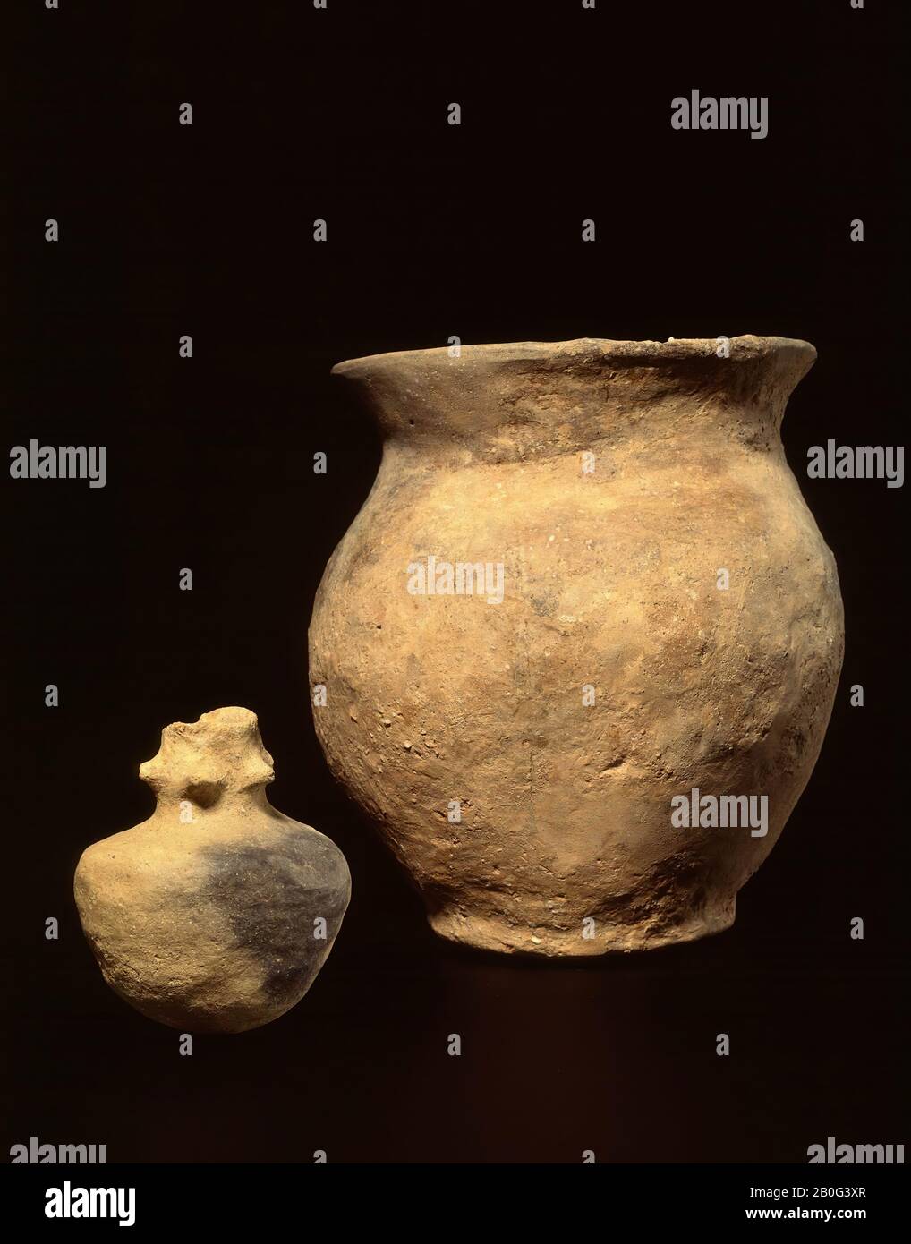 convex pot with a small foot and outward edge. Color light brown to ...