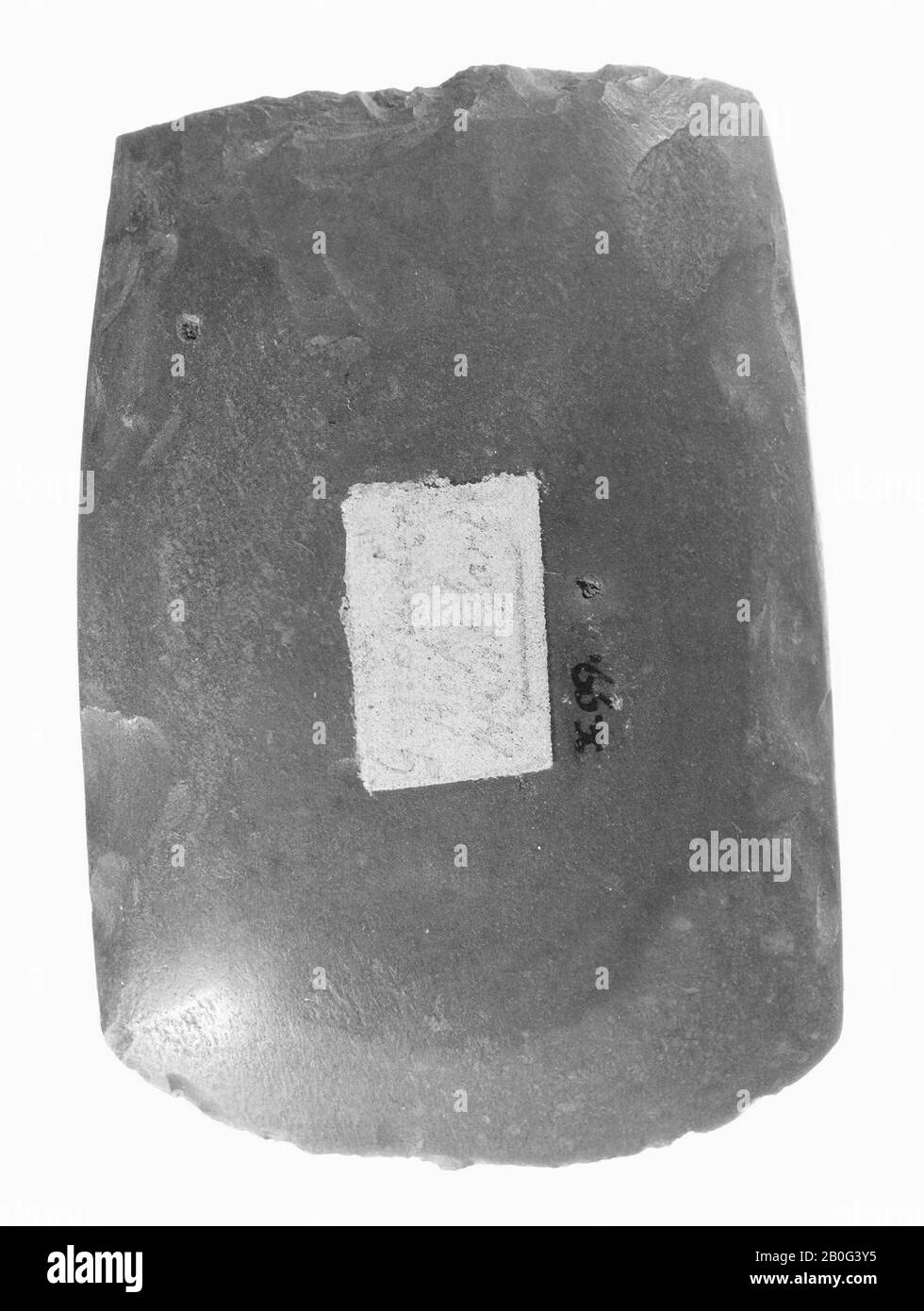 cutting part of flint ax with pointed-oval cross-section, imperfectly ...