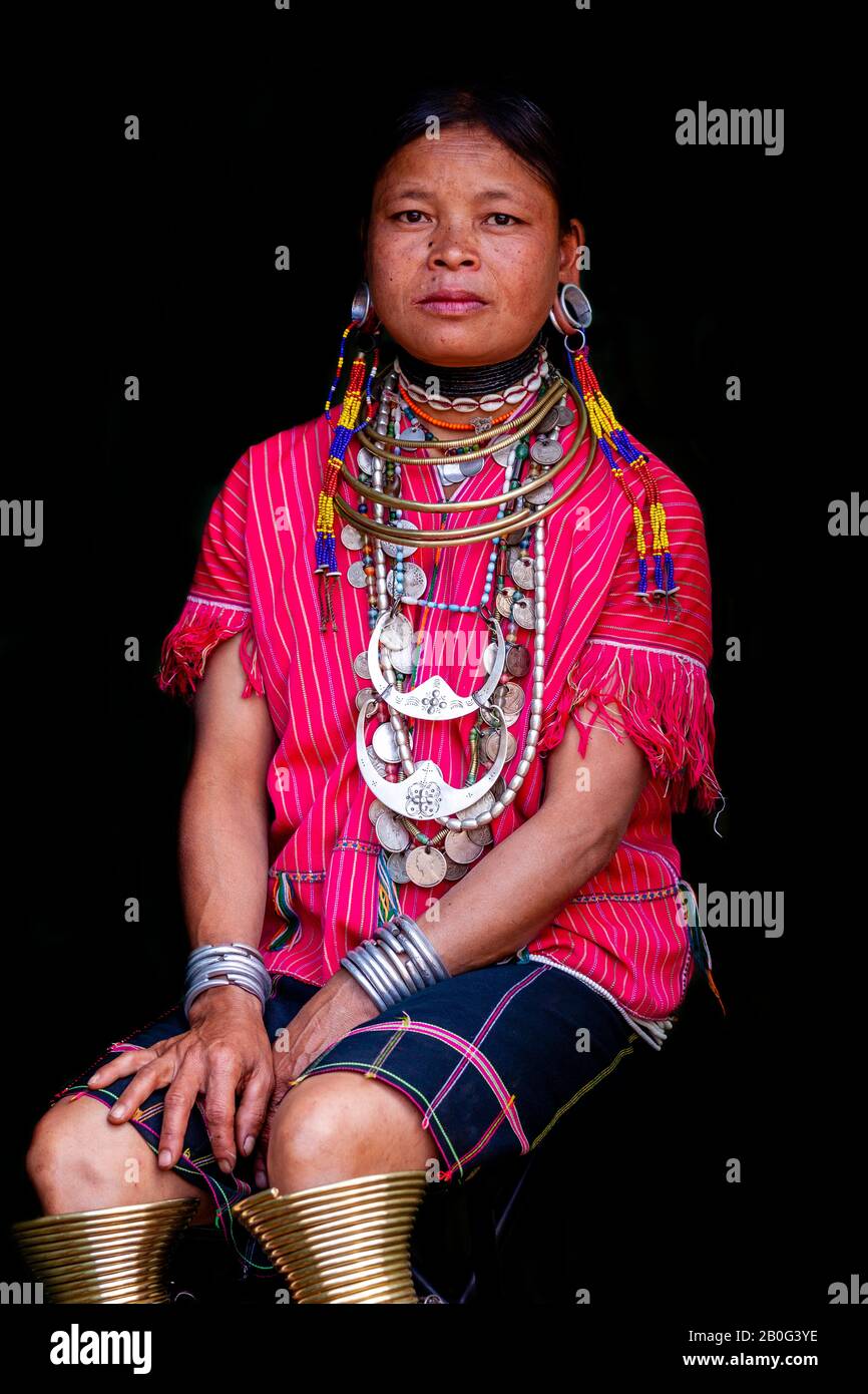 A Portrait Of A Woman From The Kayaw Ethnic Group, Htay Kho Village ...