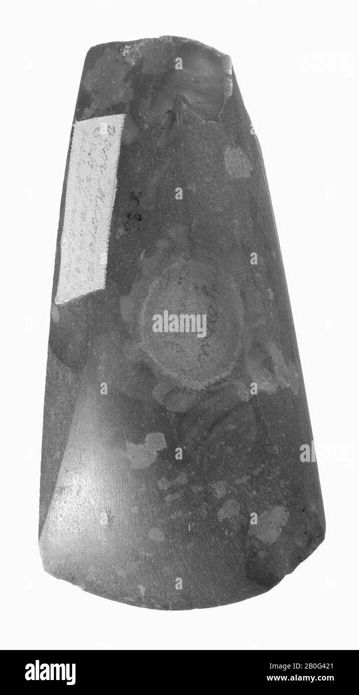 small flint ax with oval cross-section, strongly longitudinally faceted ...