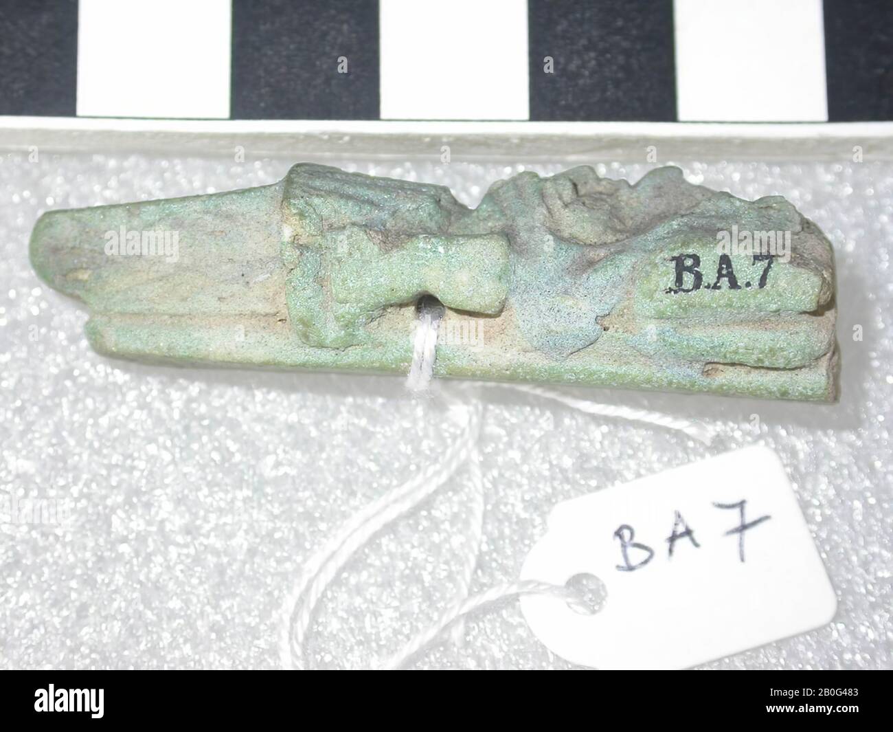 statue, god, Nefertem, standing, fragment, lotus, feather, amulet, god ...