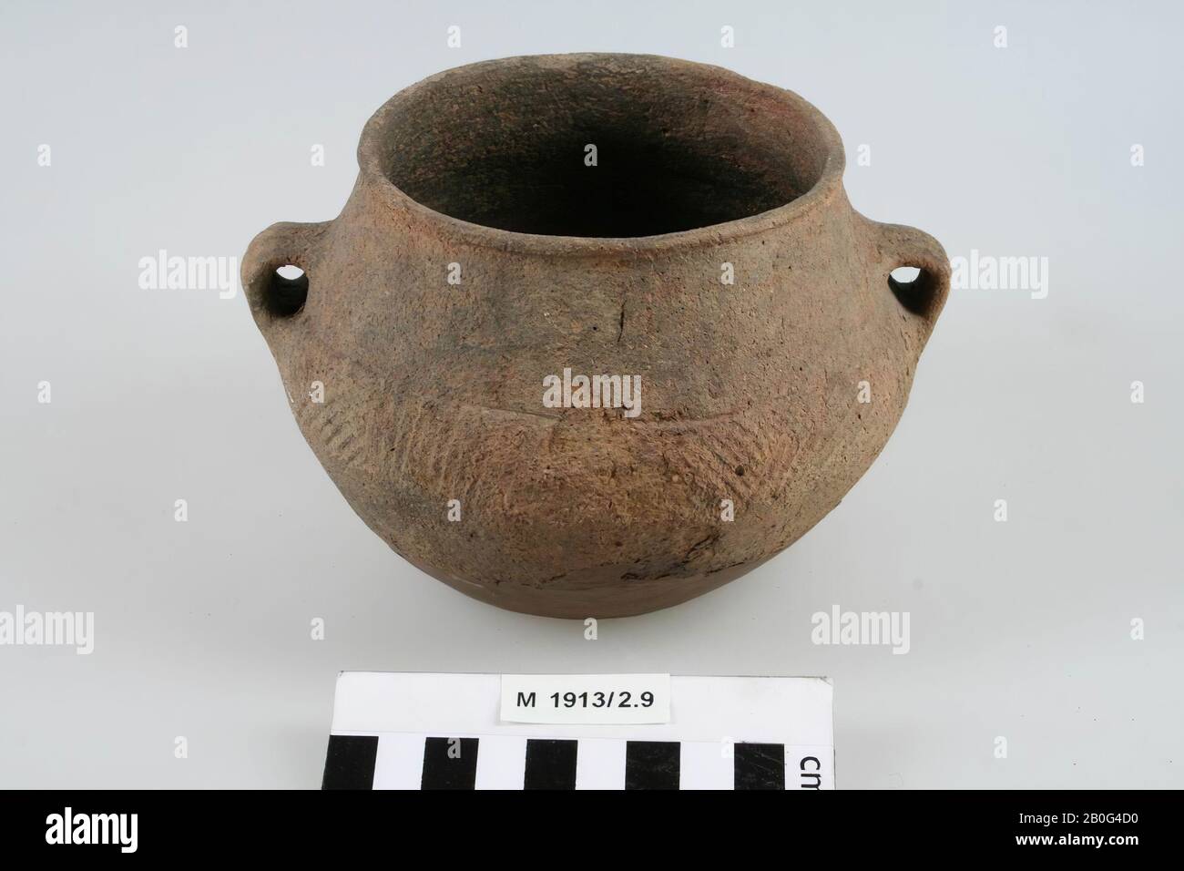 Pot with 2 ears. Old supplement, pottery, pottery, h: 10.2 cm, diam ...