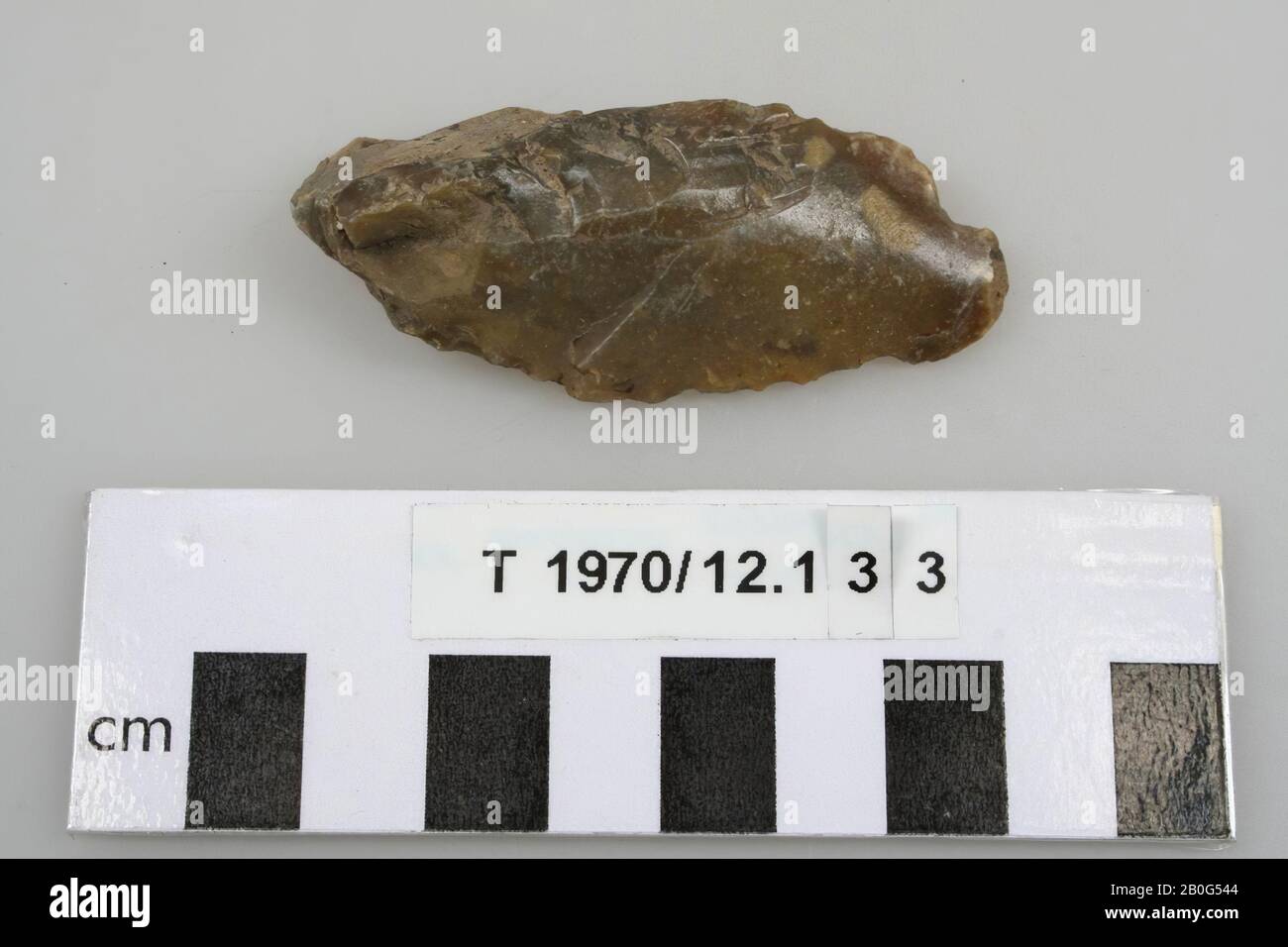 Flint tool, tool, stone, flint, 6,6 x 2,7 x 1,8 cm, prehistoric ...